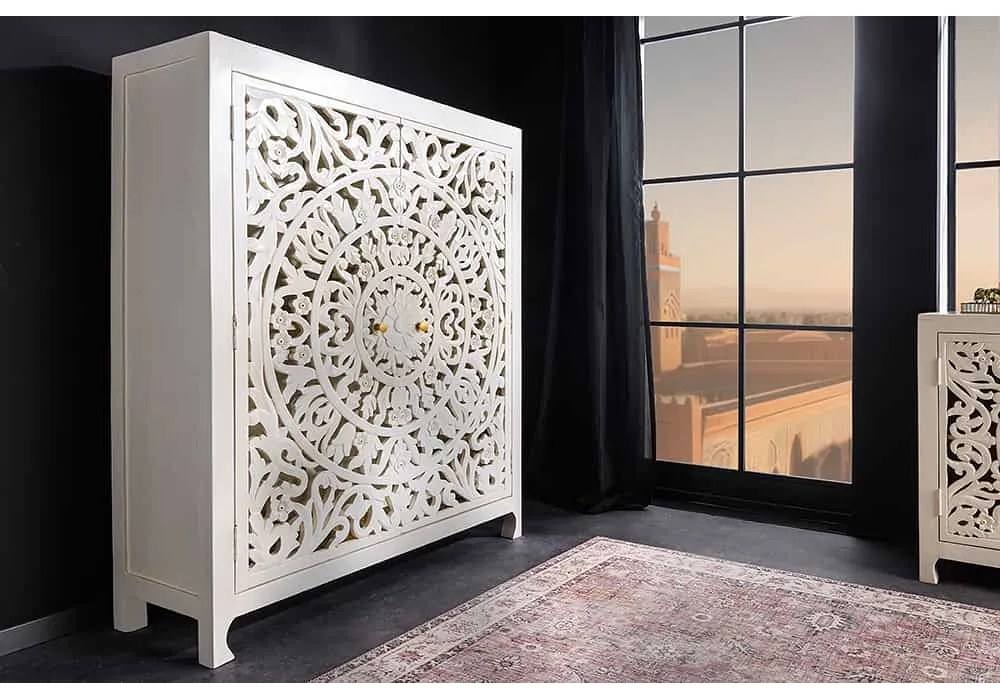 Massive home | Vysoká komoda MARRAKESCH 140cm bílé mangové dřevo