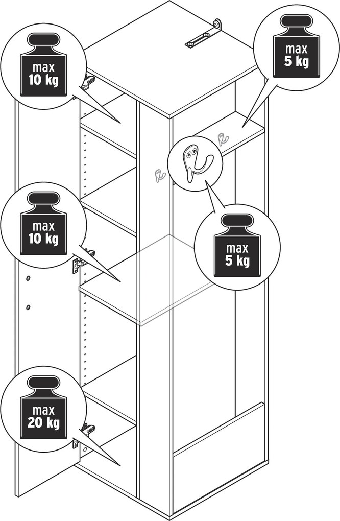 Tchibo - Univerzální skříň s bočním úložným prostorem - barva: bílá