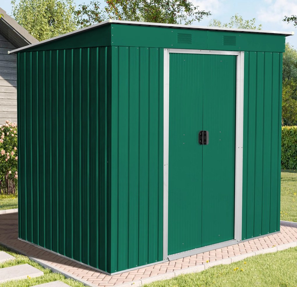 Zahradní domek BestBerg ZD-67GRW / 4,3 m² / 197 × 217 × 202 cm / zelená/bílá