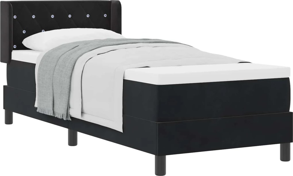 Postel s boxspringem s čelo Černý 200 x 80 cm samet 3341386