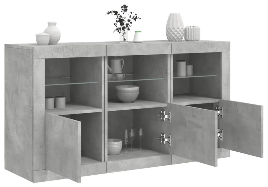 Příborník s LED osvětlením betonově šedý 123 x 37 x 67 cm 3209061
