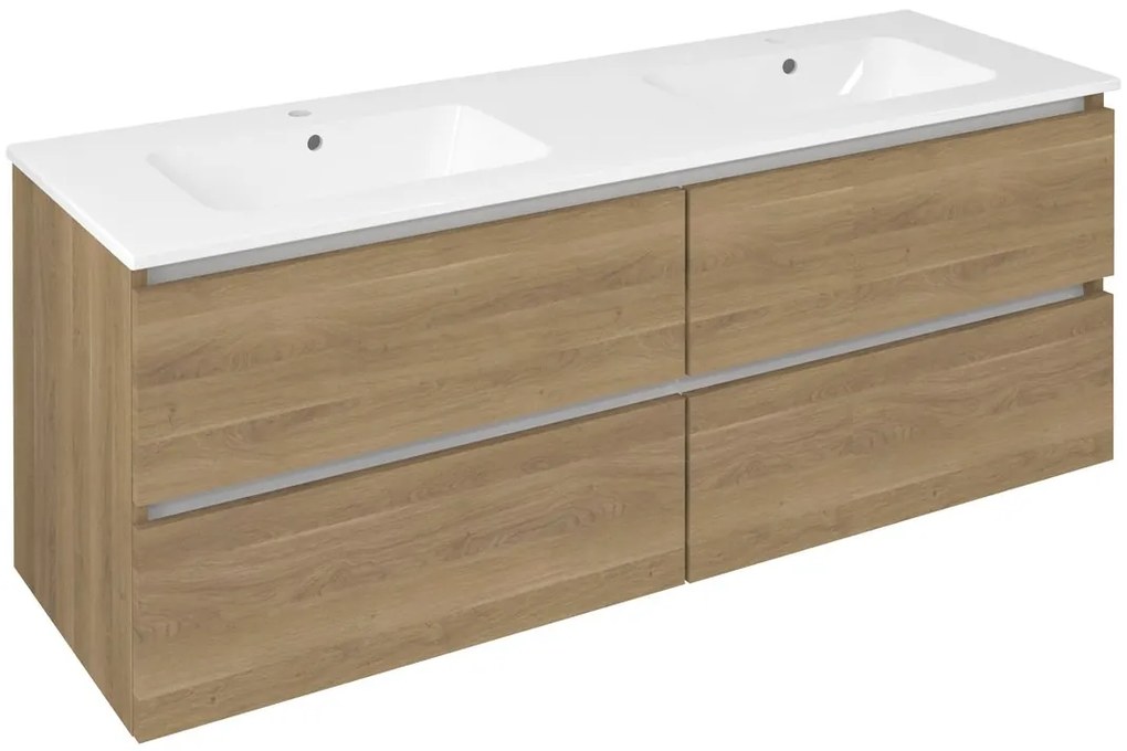 Sapho Ezara koupelnová skříňka 140 x 55 x 46 cm pod dvojumyvadlo dub cuneo hnědá EZ141-2525