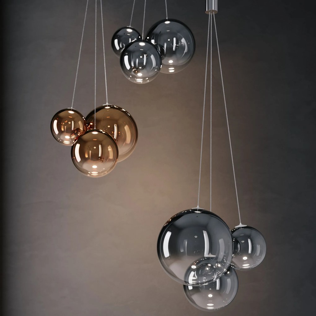 Lodes 16410 0030 Random, závěs z čirého foukaného skla, 3x1W LED 3000K, šířka 29cm