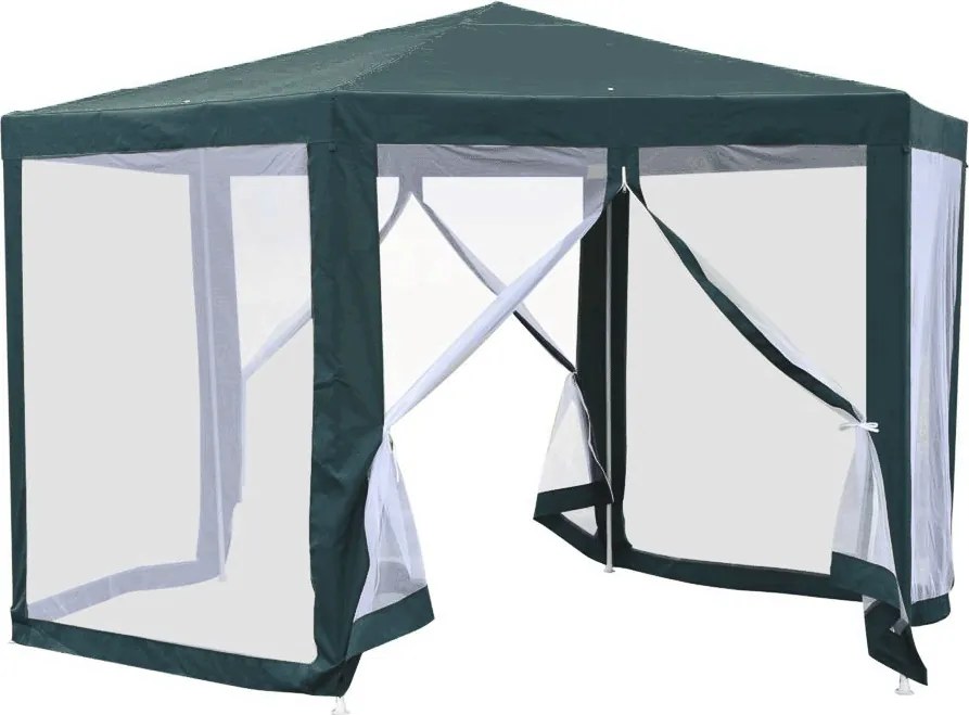 Stanový altán do zahrady, 3,9x2,5x3,9m, zelená / bílá, RINGE TYP 1 + 6 bočních stran