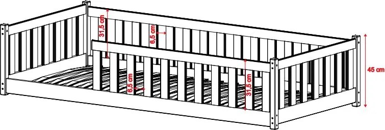 Dětská Montessori postel z masivu borovice BETTY - 200x140 cm - BÍLÁ