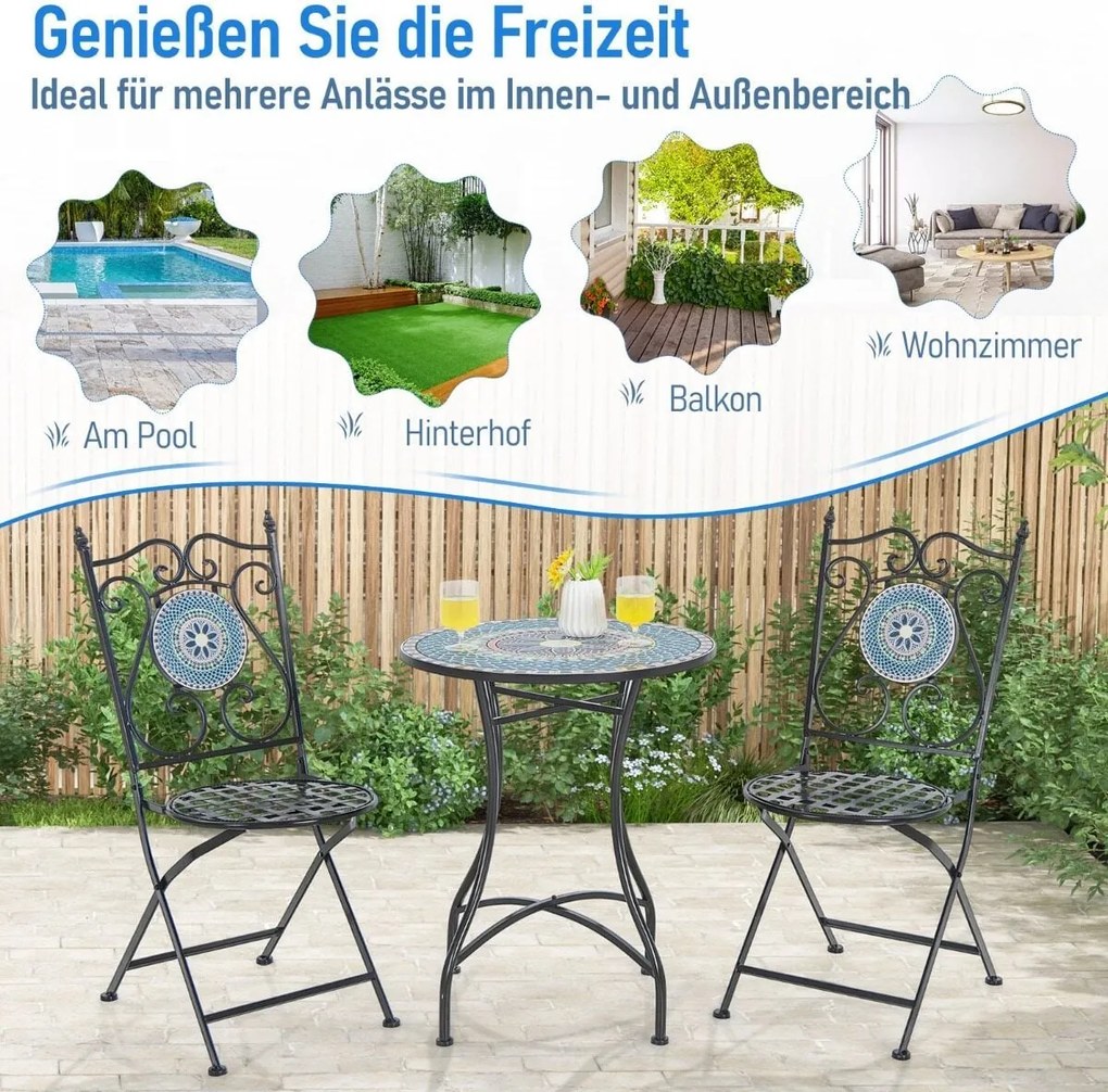 Costway Sada 2 skládacích židlí. Elegantní sada jídelních židlí s pevným kovovým