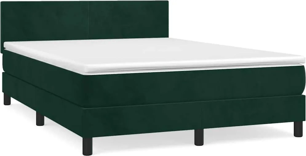 Box spring postel s matrací tmavě zelená 140x200 cm samet 3141188