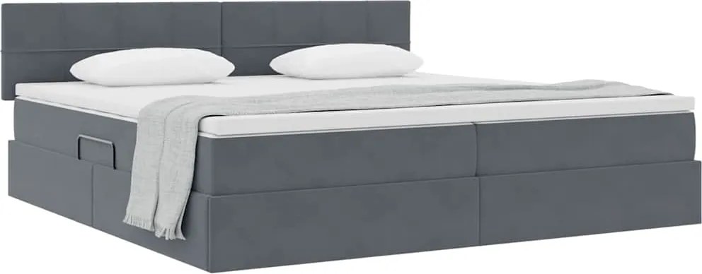 Postel s úložným prostorem s čelo Tmavě šedá 200 x 200 cm samet 3370780