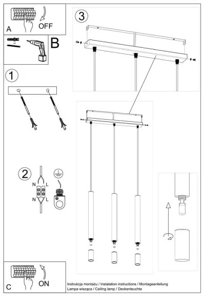 Sollux SL.0959 - Lustr na lanku VIZIER 3xG9/40W/230V bílá