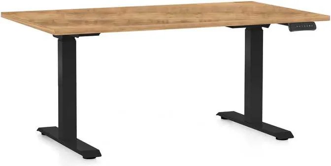 Výškově nastavitelný stůl OfficeTech C, 120 x 80 cm, černá podnož, dub zlatý