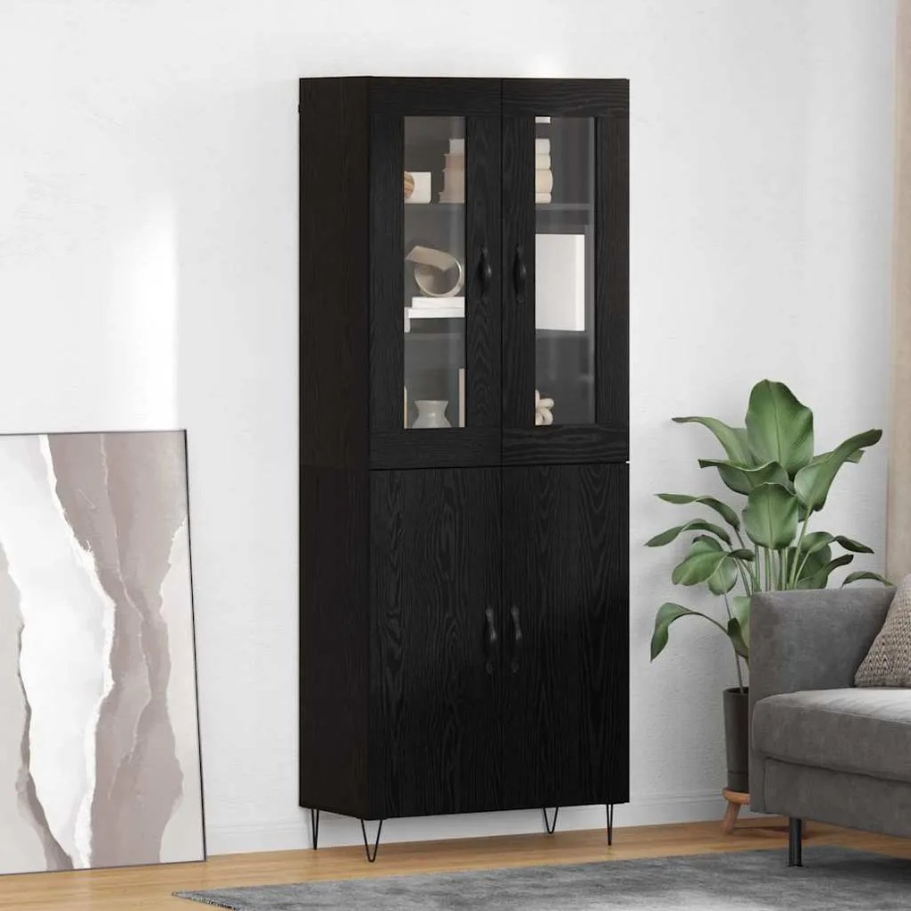 Vysoký bufet Bílý a černý dub 69,5 x 34 x 180 cm 3402710