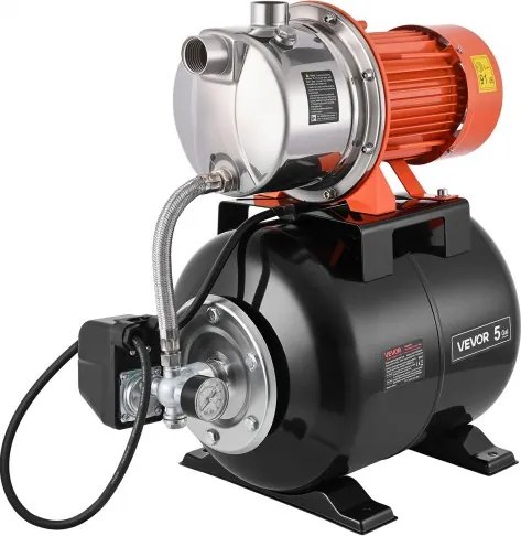 1,193 kW čerpadlo do mělké studny s tlakovou nádrží, 230 V 6000 l/h VEVOR