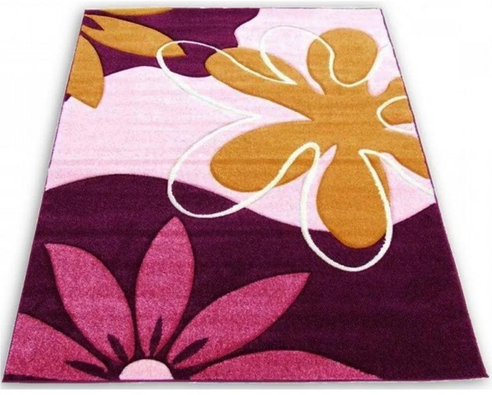 Kusový koberec Květy fialový, Velikosti 80x150cm