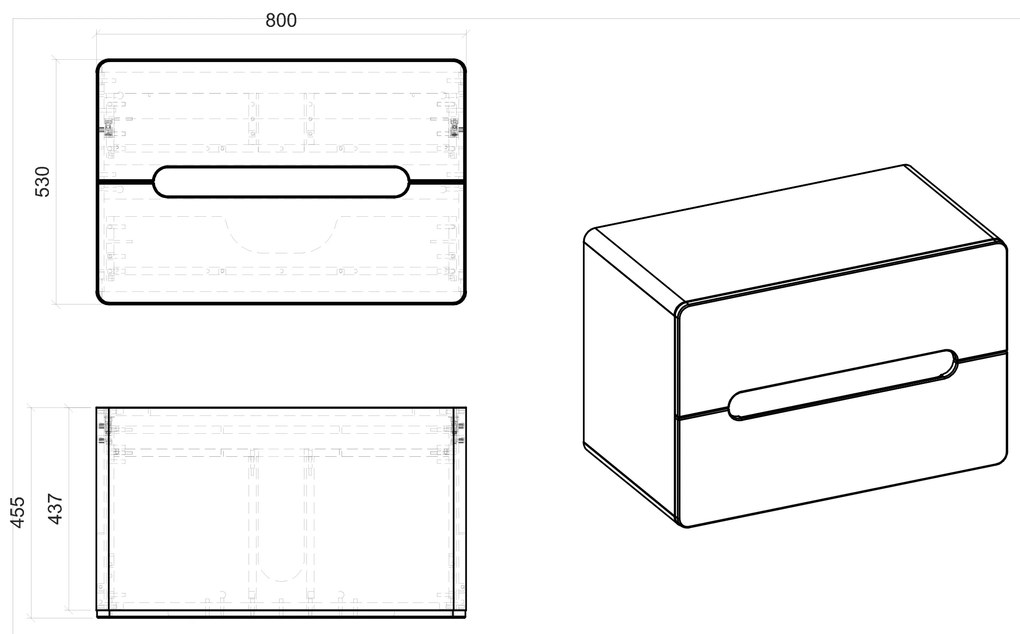 Koupelnová závěsná skříňka pod umyvadlo na desku BÁRA 80 cm