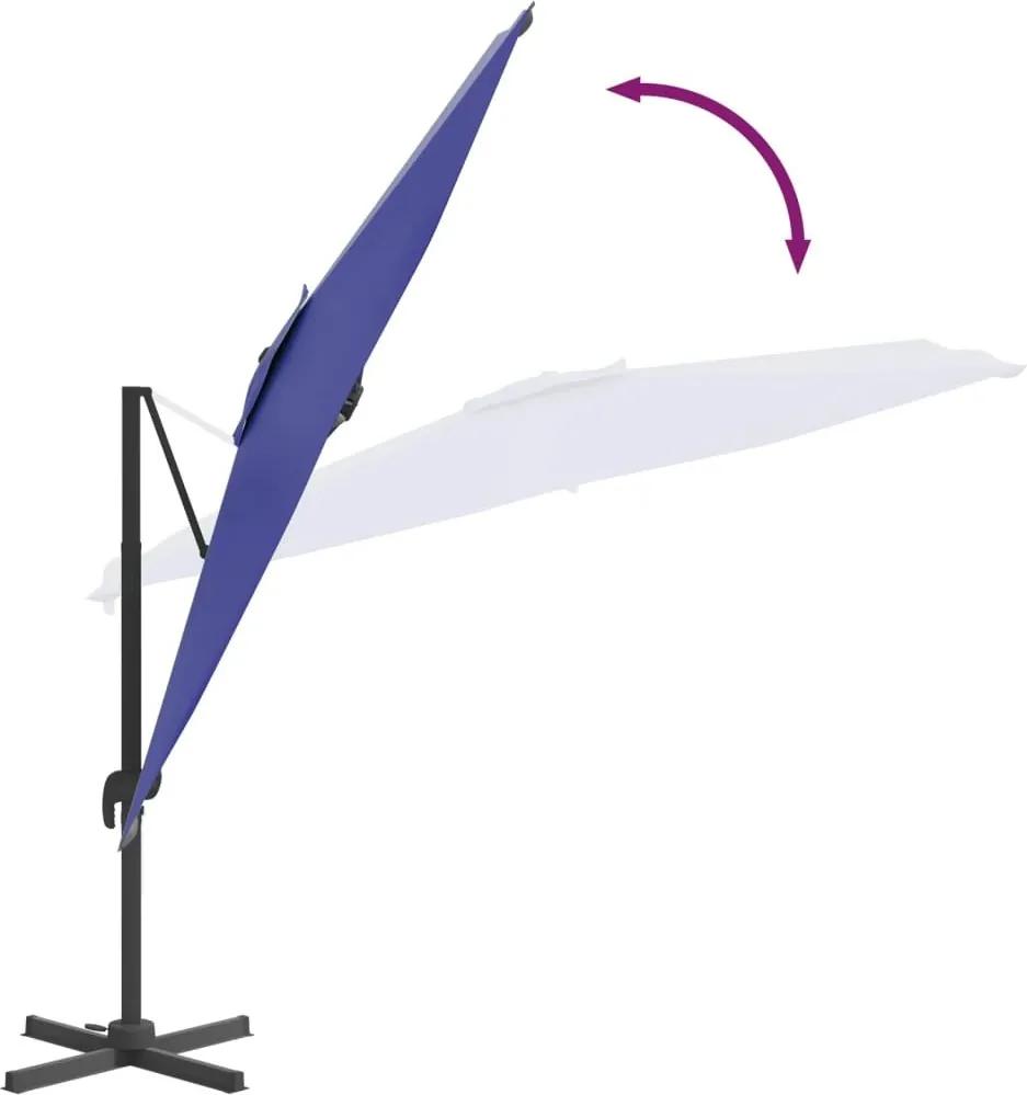 vidaXL Konzolový slunečník s LED azurově modrý 400 x 300 cm [319932]