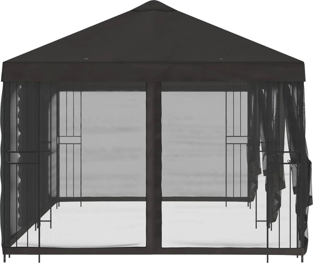 Altán s bočními stěnami 6 x 3 m Antracitová Polyester a ocel 3375996