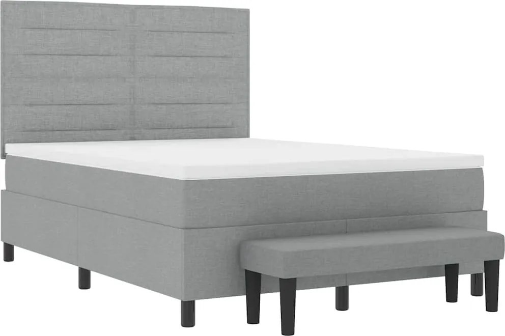 Postel s boxspringem s čelo Světle šedá 140 x 200 cm textil 3343995