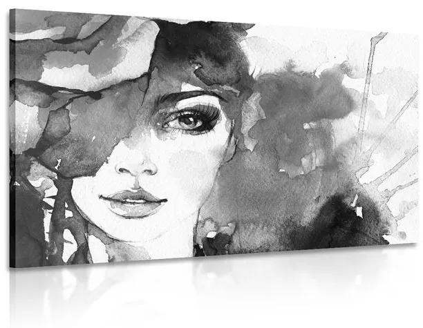 Obraz černobílý portrét ženy - 90x60 cm