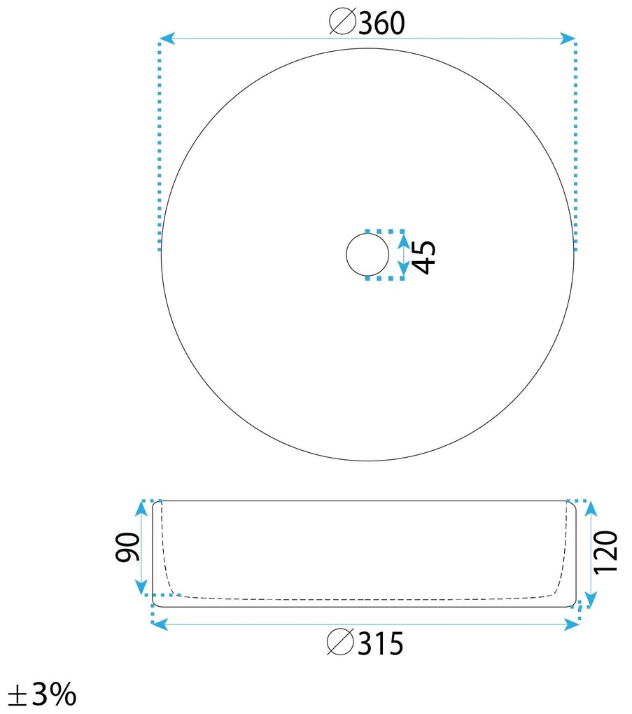 Rea Stefania Fiori, umyvadlo na desku 360x360x120 mm, bílá se vzorem, REA-U9853