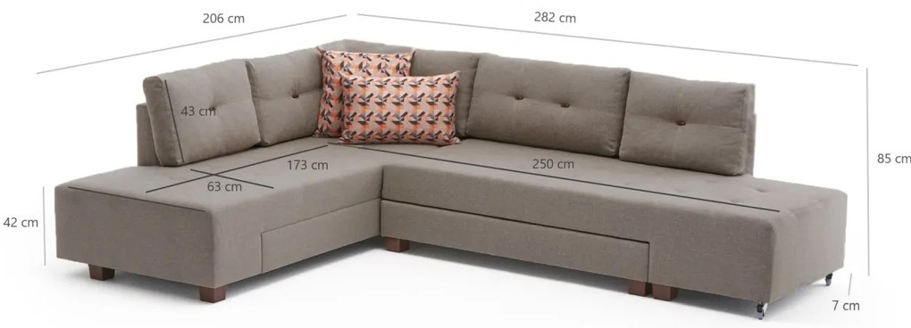 Hanah Home Rozkládací rohová pohovka MANAMA béžová levý roh 825BLC2543