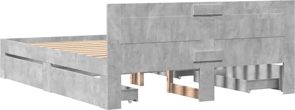 Rám postele s čelem betonově šedý 160 x 200 cm kompozitní dřevo 3295551