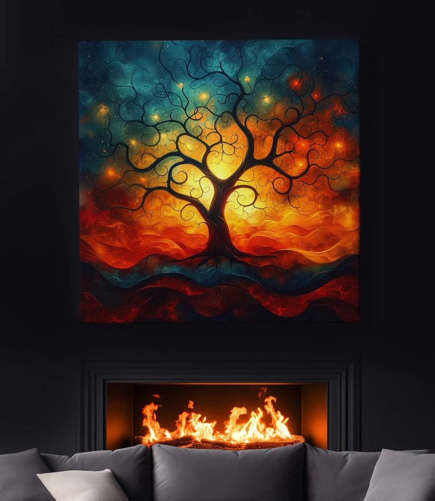 Obraz na plátně - Strom života Slunečné opojení FeelHappy.cz Velikost obrazu: 80 x 80 cm