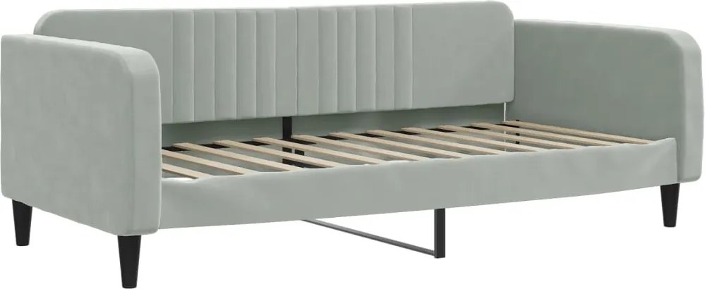 Válenda s matrací světle šedá 90 x 200 cm samet 3197039