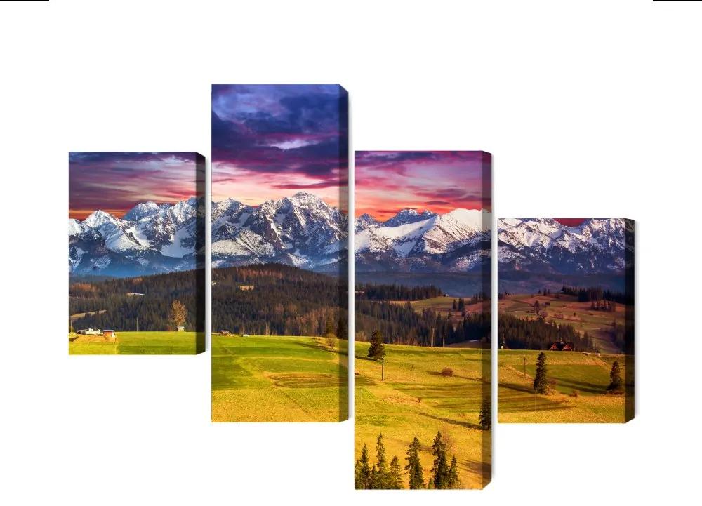 Vícedílný obraz Krajina S Polskými Tatrami 3D Nedostatek Nedostatek Přírodní plátno 160x100