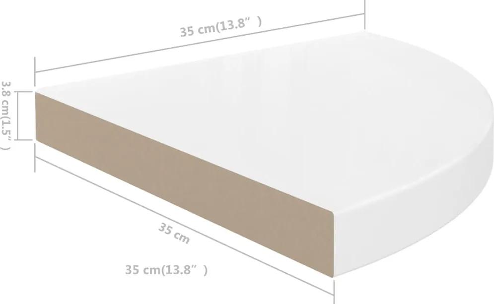 vidaXL Nástěnné rohové police 2 ks 35 x 35 x 3,8 cm MDF [323908] Barva: bílá s vysokým leskem