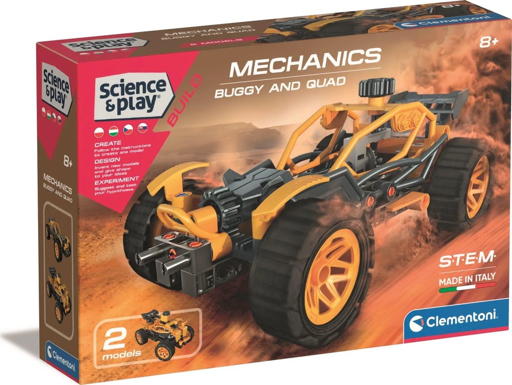 Stavebnice clementoni science&play mechanická laboratoř buggy a čtyřkolka 2v1