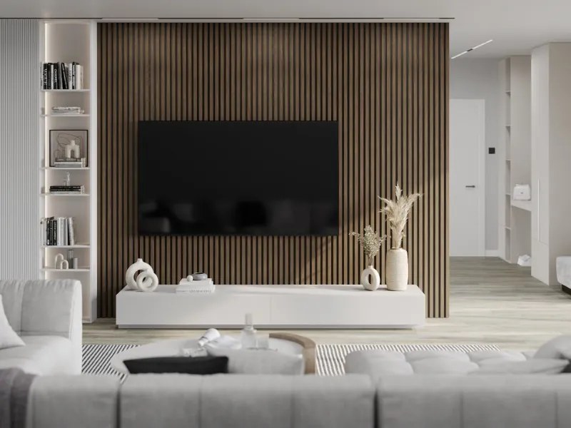 Mexen Lam-B, akustické stěnové lamely 275 × 30 cm, HDF deska 4 mm, technická dýha, ořech kakaový, S100-275307-3015-018