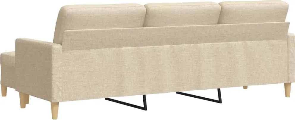 3místná pohovka s podnožkou krémová 210 cm textil 3278251