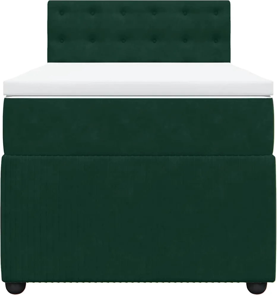 Box spring postel s matrací tmavě zelená 100x200 cm samet 3289977