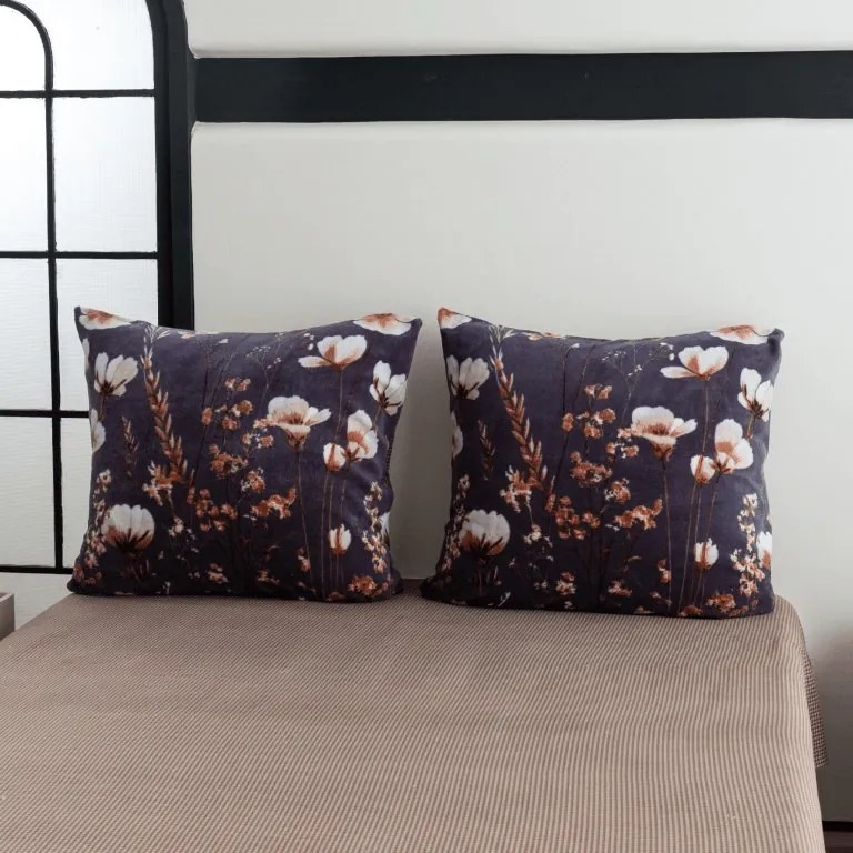 Oboustranný povlak na polštářek DUO SENSE ARVENA 45x45 cm mikroplyš/flanel, tmavě šedý