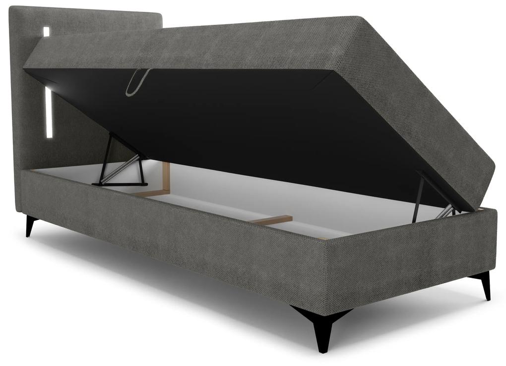 Jednolůžková postel 80 cm Ortega Bonell (tmavě šedá) (s roštem, bez úl. prostoru) (s LED osvětlením). 1082567