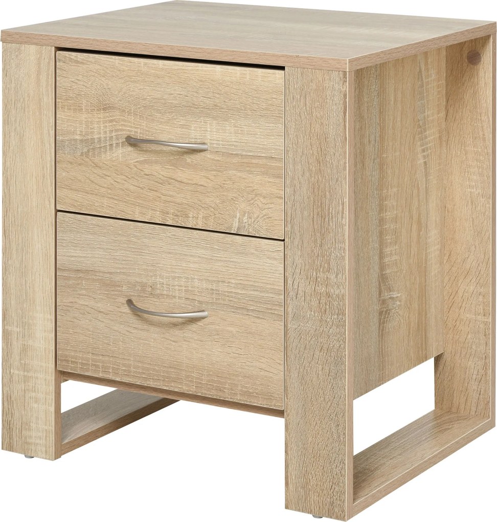 Noční stolek HOMCOM se zásuvkami a moderním stylem pro ložnici a obývací pokoj 48x39x54 cm Přirozený | Aosom