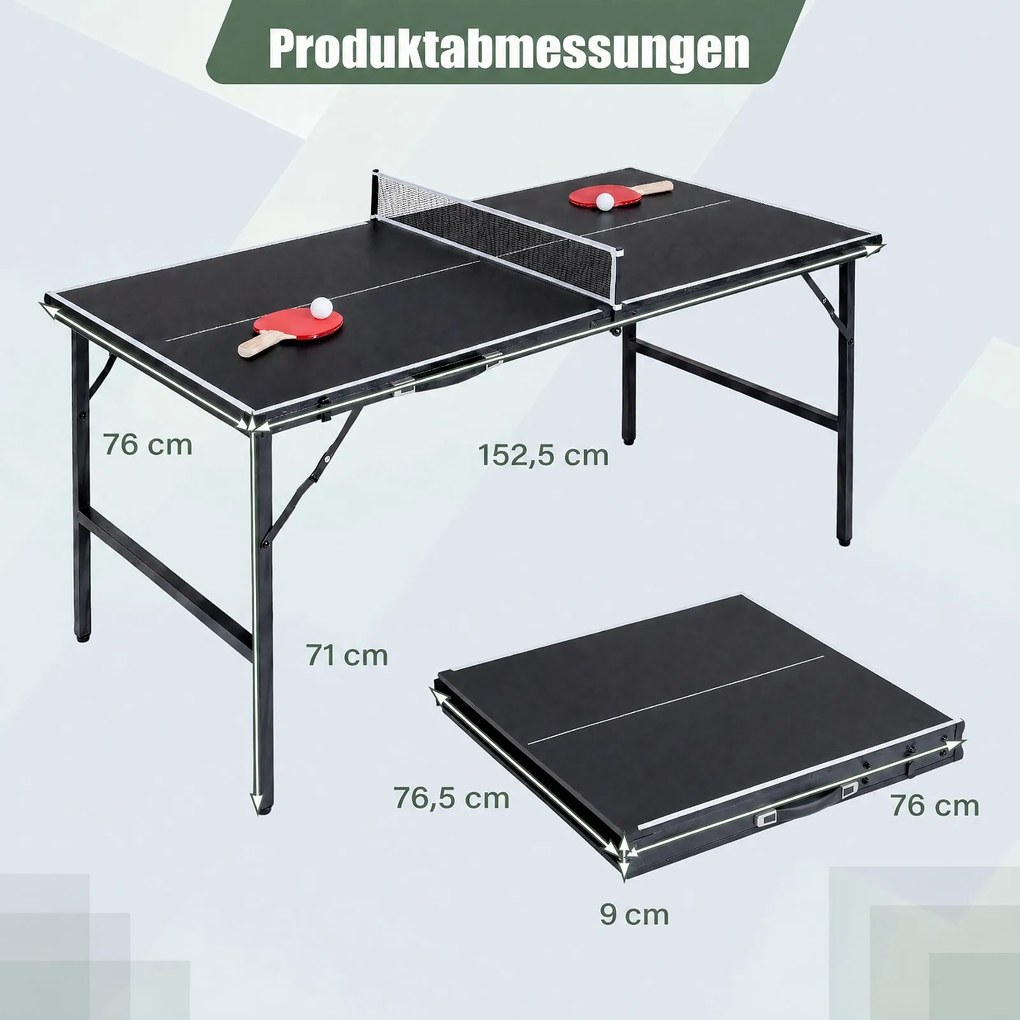 Costway Skládací stůl na stolní tenis se sítí a 2 pálkami a míčky Mini na stolní