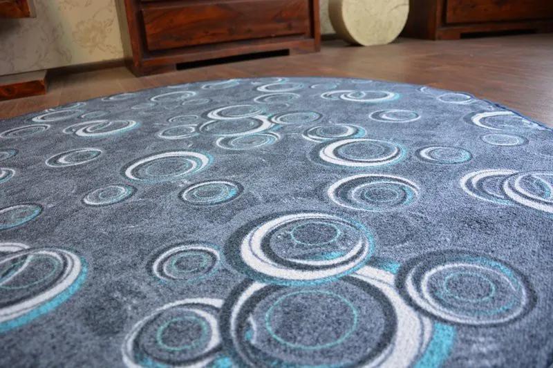Kulatý koberec DROPS Bubbles šedo-modrý