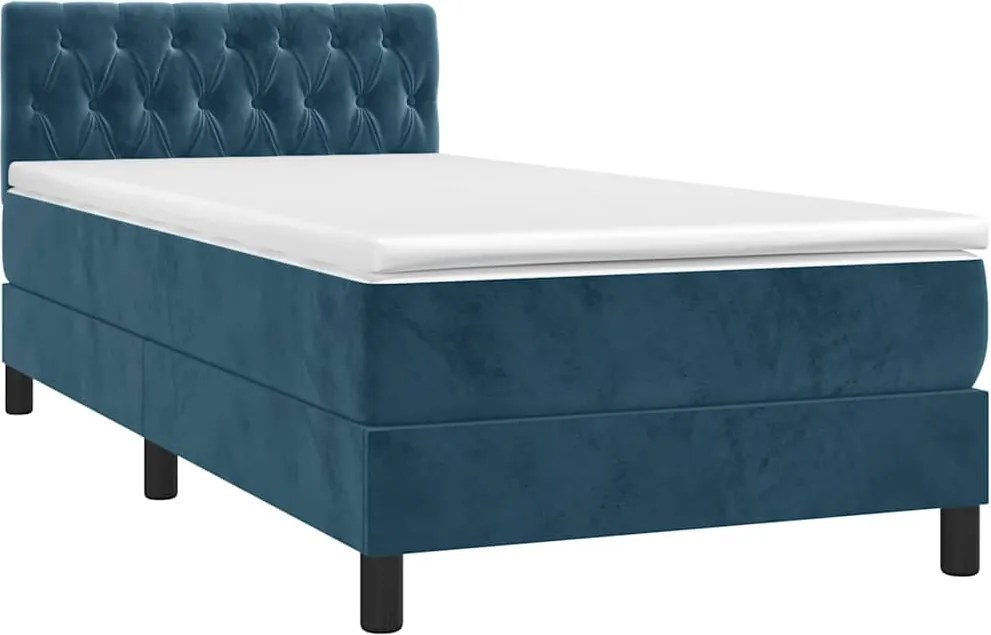 Box spring postel s matrací tmavě modrá 100x200 cm samet 3141471