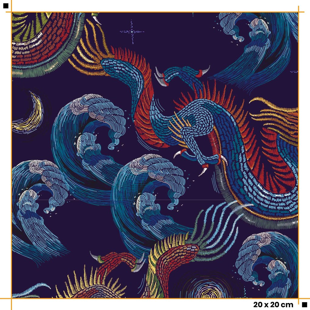 Malvis ® Vzorovaná Tapeta vyšívaní mořští draci Vel. (šířka x výška): 216 x 140 cm