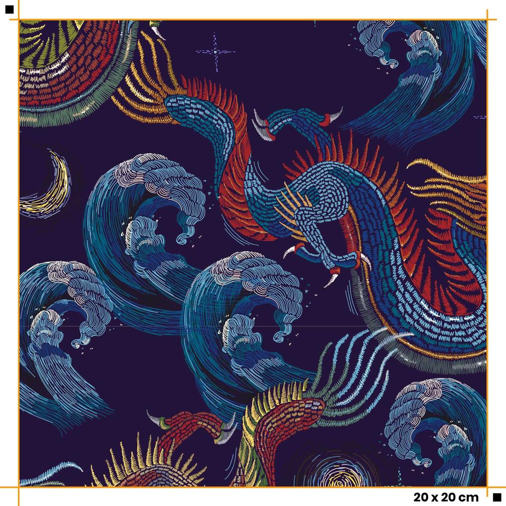 Malvis ® Vzorovaná Tapeta vyšívaní mořští draci Vel. (šířka x výška): 432 x 290 cm