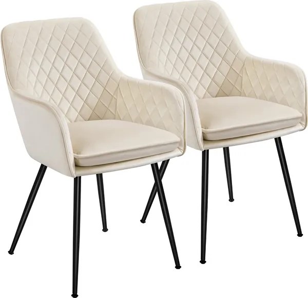 Sada 2 ks – Jídelní židle Yaheetech – béžová, 61 cm (délka) × 55 cm (šířka) × 85 cm (výška) (267329996755)