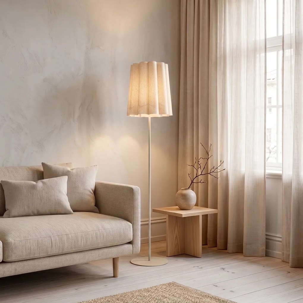 Japandi stojací lampa béžová s látkovým stínidlem 160 cm - Jenni