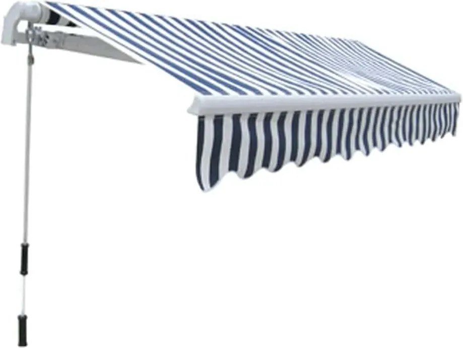 Skládací markýza na ruční ovládání 300 cm modro-bílá 275552