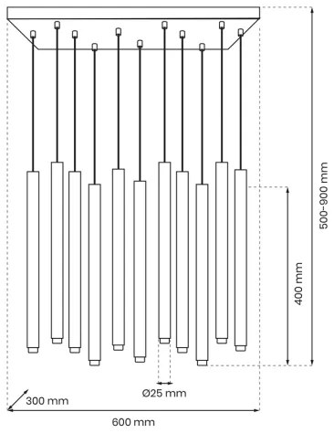 Lustr na lanku MONZA 11xG9/8W/230V černá