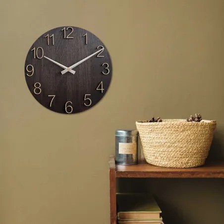 Luxusní dřevěné nástěnné hodiny Wenge – Černý design I SENTOP MAS016-OSMO-3169-heads-silver