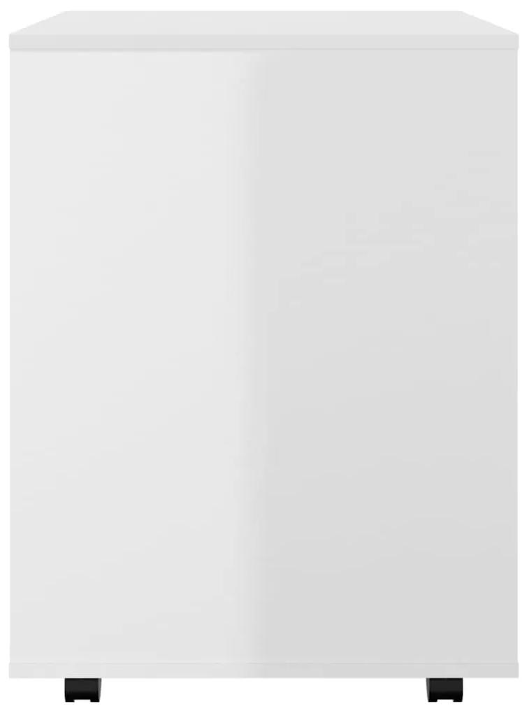 vidaXL Skříňka na kolečkách bílá vysoký lesk 60x53x72 cm dřevotříska