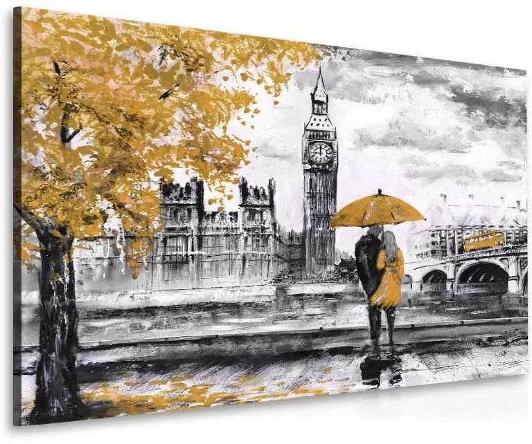 Obraz londýnská procházka žlutá (80x60 cm) - InSmile ®