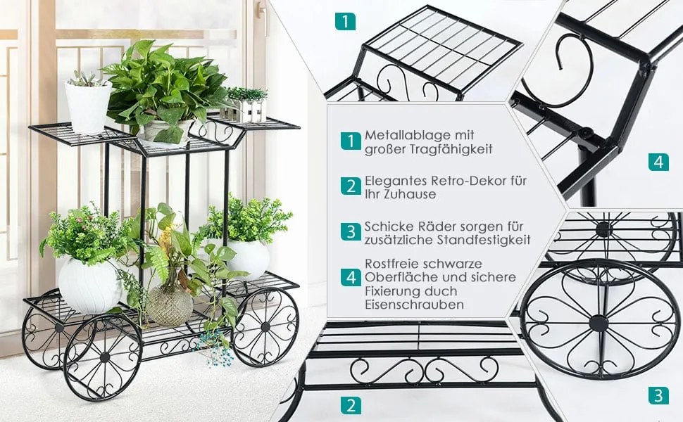 Costway Dekorativní stojan na květiny Stojan na rostliny se 6 policemi Volně