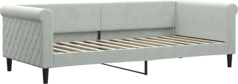 Válenda s přistýlkou a zásuvkami světle šedá 90 x 200 cm samet 3197843